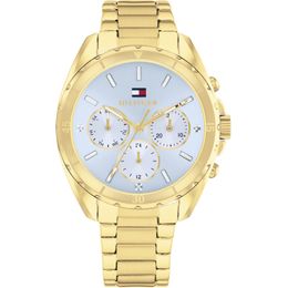 Tommy Hilfiger Damen Multifunktionsuhr "MELLIE", gold, Armbanduhren, Quarzuhr, Armbanduhr, Damenuhr, Edelstahlarmband, analog, Glassteine