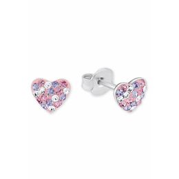 Jungen Paar Ohrstecker "Herz", Silber 925 (Sterlingsilber), rosa, Prinzessin Lillifee, Silber 925 (Sterlingsilber), Ohrringe, mit Preciosa Crystal