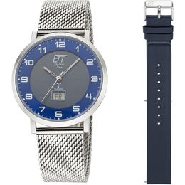 ETT Kinder Funkuhr "Atacama", silber, Armbanduhren, Armbanduhr, Herrenuhr, Datum, Solar, ideal auch als Geschenk