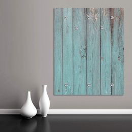 Garderobenleiste queence, B:100cm H:120cm T:3cm, blau, Acrylglas, Garderobenhalter, "Barney", Wand Garderobe, Vintage, Holz Optik, platzsparend