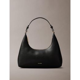 Calvin Klein Damen Schultertasche "FOIL LOGO SHOULDER BAG", schwarz, Lederimitat, unifarben, Taschen, Henkeltasche, Damen Handtasche, Hobo bag mit