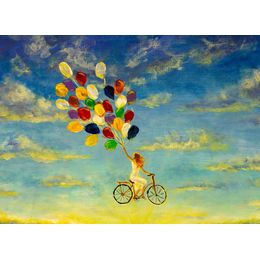 A.S. Cr&eacute;ation A.S. CR&Eacute;ATION Vliestapete "Fototapete Frau mit Fahrrad & Ballons", B/L: 2,55m x 3,5m, Rollen: 1gelb, Wohnzimmer, Tapeten