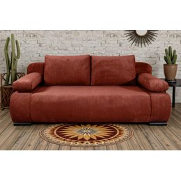 Schlafsofa Collection AB, B:200cm H:85cm T:98cmterrakotta, 100%Polyester, Jugendzimmer, Sofas, "Moritz", mit Bettfunktion und Bettkasten,
