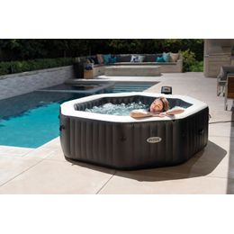 Whirlpool Intex, B:201cm H:71cm L:201cm, bunt, Garten, Whirlpools, "PureSPA "Jet + Bubble Deluxe" octagon, onyx black", 8-tlg., mit Salzwassersystem,