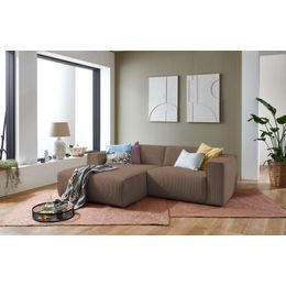 Ecksofa Home Affaire, B:234cm H:71cm T:161cm, braun, 94% Polyester; 6% Nylon, Wohnzimmer, Sofas, "Noord mit Kedernaht, Breite 234 cm, L-Form", Cord,