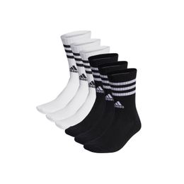 Herren Kurzsocken "Socken 3-Streifen Cushioned Crew 6er Pack", adidas originals, Gr. 43, schwarz, Obermaterial: 62% Baumwolle CO. 36% Polyester PES.