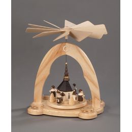 Albin Preissler Weihnachtspyramide "Seiffener Kirche mit Kurrende, Handwerkskunst aus dem Erzgebirge", 28cm, beige, Weihnachtspyramiden,