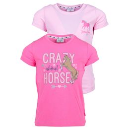 SALT & PEPPER SALT AND PEPPER M&auml;dchen T-Shirt "Crazy Horses", pink, Gr. 116, bedruckt, 95% Baumwolle, 5% Elasthan, Shirts, mit sch&ouml;nen Pferde-Motiven
