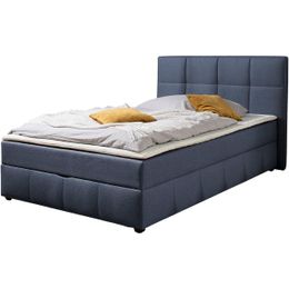 Boxbett Home Affaire "Niemes", denim, blau, B:132cm L:210cm, Komplettbetten, Boxbett mit Bettkasten, inkl. Topper