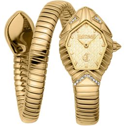 Damen Quarzuhr "Signature Snake", gold, JUST cavalli time, Armbanduhren, Armbanduhr, Damenuhr, Edelstahlarmband, analog, Kristallsteine