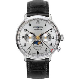Zeppelin Kinder Multifunktionsuhr "LZ 129 Hindenburg Moonphase", schwarz, Armbanduhren, Armbanduhr, Quarzuhr, Herrenuhr, Datum, Mondphase, Made in