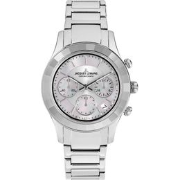 Jacques Lemans Damen Chronograph "Venice", silber, Armbanduhren, Armbanduhr, Damenuhr, Edelstahlarmband, Stoppfunktion, Datum, Perlmutt