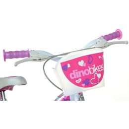 DINO Kinderfahrrad "M&auml;dchenfahrrad 16 Zoll", 28cm, 16 Zoll (40,64cm), rosa, Fahrr&auml;der, mit St&uuml;tzr&auml;dern, Korb und Puppensitz