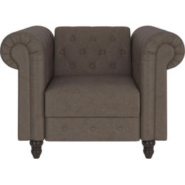 Chesterfield-Sessel DOREL HOME, B:111cm H:83cm T:87cm, braun, Sessel, "Felix", mit R&uuml;ckenlehne 3-fach verstellbar, Beine Massivholz, Sitzh&ouml;he 46 cm