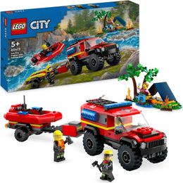 Lego Kinder Konstruktionsspielsteine "Feuerwehrgel&auml;ndewagen mit Rettungsboot (60412), Lego City", bunt, Kunststoff, Spielbausteine, Made in Europe