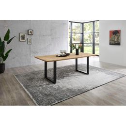 Esstisch Stolkom, braun, Garten, Tische, "Bennet", Eiche Massivholz, Tisch mit Schweizer Kante