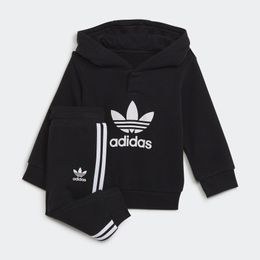 Mädchen Trainingsanzug "ADICOLOR HOODIE", schwarz-weiß, Gr. 80, adidas originals, Obermaterial: 70% Baumwolle, 30% Polyester, Sportanzüge, für