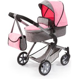 BAYER Kinder Kombi-Puppenwagen "City Neo, Grau/Rosa", bunt, Metall, Polyester, B:39cm H:79cm T:82cm, Puppenwagen