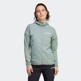 adidas terrex Damen Trainingsjacke "W XPR WIND FL H", silber, Gr. XS, Obermaterial: 94% Polyester, 6% Elasthan, Jacken