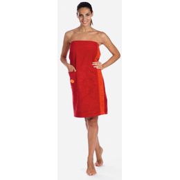 Sarong Egeria, L:77cm, rot, Walkfrottee, Hausm&auml;ntel, "Ben, ideal f&uuml;r Sauna & Spa, Hotelbademantel", mit Streifenbord&uuml;re