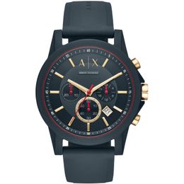 Armani Exchange Kinder Chronograph, blau, Armbanduhren, Quarzuhr, Armbanduhr, Herrenuhr, Stoppfunktion, Silikonarmband