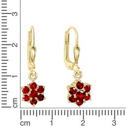 Firetti Damen Paar Ohrh&auml;nger "Schmuck Geschenk, Ohrringe Bl&uuml;te, Gold 333", Gelbgold 333, gold, Gelbgold 333, Ohrringe, mit Granat