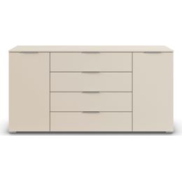 Kombikommode Rauch "Sideboard T&uuml;rkommode Schubladenkommode Kommode ASTANA", beige (champagner), B:160cm H:81cm T:42cm, Holzwerkstoff, Sideboards, Kombikommode, 2-t&uuml;rig, 4 ger&auml;umige Schubladen, Kantengriff Alufarben MADE IN GERMANY