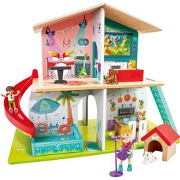 HAPE Kinder Puppenhaus "Interaktives Puppenhaus", bunt, Holz, Kunststoff, Polyester, B:60cm H:47cm T:30cm, Puppenhäuser