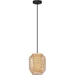 NOVA LUCE Pendelleuchte "ASMA", 1, Ø 20cm H: 150cm, 1 Stk.natur, schwarz, Esszimmer, Leuchten