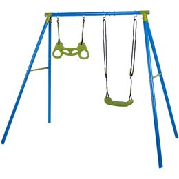 SANDORA Kinder Schaukelkombination, blau, Kunststoff, PE, Stahl, B:240cm H:180cm L:136cm, Schaukeln, Schaukel + Glider, Aufbauma&szlig;e H x L x B 180 x
