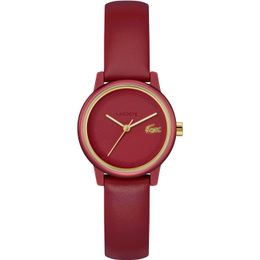 Lacoste Damen Quarzuhr "Lacoste 12.12 SWIFT", rot, Armbanduhren, Armbanduhr, Damenuhr, Lederarmband, analog
