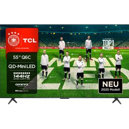 TCL Mini-LED-Fernseher "55Q6CX1", 55, schwarz, Fernseher, 4K Multi-HDR Dolby Vision, 144Hz, ONKYO Dolby Atmos, Apple Airplay 2