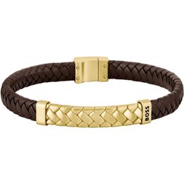 BOSS Herren Lederarmband "TAILORED", M, Edelstahl Leder, braun, Edelstahl, Leder, Armb&auml;nder