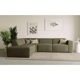 Ecksofa Home Affaire, B:282cm H:71cm T:222cm, gr&uuml;n, 100% Polyester, Wohnzimmer, Sofas, "Noord mit Kedernaht, Breite 282 cm, L-Form", Webstoff, mit
