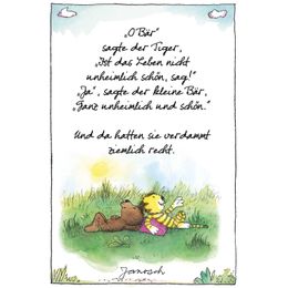Leinwandbild LUCKYLINDE, B:60cm H:90cm T:2cmwei&szlig;, neutral, Canvas, Holzrahmen, Wohnzimmer, Bilder, "Der kleine Tiger und der kleine B&auml;r - JANOSCH