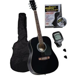 Clifton Kinder Westerngitarre "Dreadnought Gitarre", Rechtsh&auml;nder, schwarz, H:12cm L:103cm, Saiteninstrumente, Komplettset; mit Stimmger&auml;t,Tasche,
