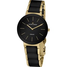 Jacques Lemans Damen Keramikuhr "Monaco", schwarz, Armbanduhren, Quarzuhr, Armbanduhr, Damenuhr, geh&auml;rtetes Crystexglas