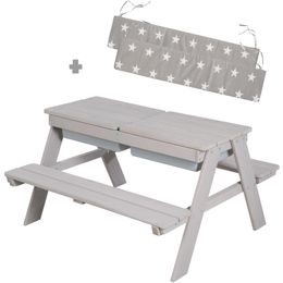 Roba Kinder Kindersitzgruppe "Picknick for 4 Outdoor + mit Spielwannen, Grau", B/H/T: 89cm x 50cm x 85,5cm, Kindersitzgarniturmit Spielwannen und 2