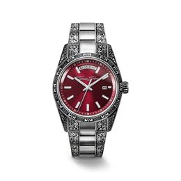 Thomas Sabo Damen Quarzuhr "REBEL AT HEART REVIVE 36 mm"silberfarben, weinrot, Armbanduhren, Armbanduhr, Damenuhr, Herrenuhr, Edelstahlarmband,
