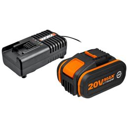 Akku-Set WORX, schwarz, Akkumulatoren, "20V/2Ah,mit 2A Ladegerät PowerShare", für alle 20/40/80V WORX PowerShare Geräte