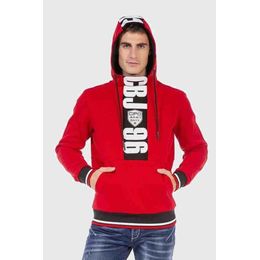 Cipo & Baxx CIPO & BAXX Herren Kapuzenpullover "Sweatshirts", rot, Gr. S, bedruckt, Jersey, 70% Baumwolle, 30% Polyester, Pullover, mit Markenprint