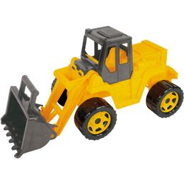 LENA Jungen Spielzeug-Aufsitzbagger "Eco GIGA TRUCKS, Aufsitz-Schaufellader", gelb, Kunststoff, T:63cm, Spielzeugfahrzeuge, Made in Europe