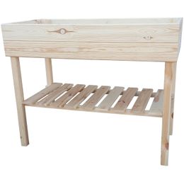 Blumenkasten Promadino, B:100cm H:80cm T:50cm, beige, Holzwerkstoff, Terasse, Pflanzgef&auml;&szlig;e, Kr&auml;uterbeet auf Beinen, BxTxH: 100x50x80 cm