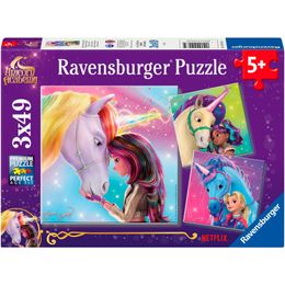 Ravensburger Kinder Puzzle "Unicorn Academy, Magie und Freundschaft", bunt, B:21cm H:21cm, Puzzles, 3x49 Teile; Made in Europe