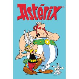 Leinwandbild LUCKYLINDE, B:60cm H:90cm T:3cm, bunt, Holz, Leinwand, Wohnzimmer, Bilder, "Asterix, Obelix und Idefix", Canvasbild Wanddeko Bild zum