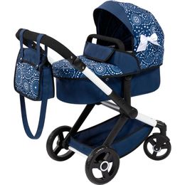 BAYER Jungen Kombi-Puppenwagen "Xeo, blau Schleife", blau, Kunststoff, Metall, Stoff, B:37cm H:73cm T:68cm, Puppenwagen