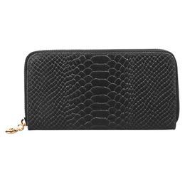 CLUTY Damen Geldb&ouml;rse, schwarz, Leder, Kleinlederwaren, echt Leder, Made in Italy