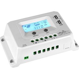 OFFGRIDTEC Solarladeregler "PWM Pro Laderegler 12V/24V - 20A USB-Port", B:16cm H:9,4cm T:4,9cm, grau, Spannungsregler, Integrierter Ger&auml;te-und