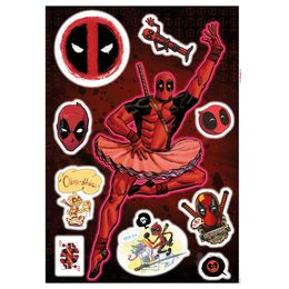 Komar Wandtattoo "Deadpool Derppool - Gr&ouml;&szlig;e 50 x 70 cm", B/H/T: 50cm x 70cm, bunt, Wandtattoos, selbstklebend, Wandsticker, Kinderzimmer