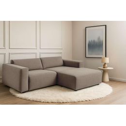Ecksofa Home Affaire, B:234cm H:71cm T:161cm, braun, 100% Polyester, Wohnzimmer, Sofas, "Noord mit Kedernaht, Breite 234 cm, L-Form", Cord, Struktur,